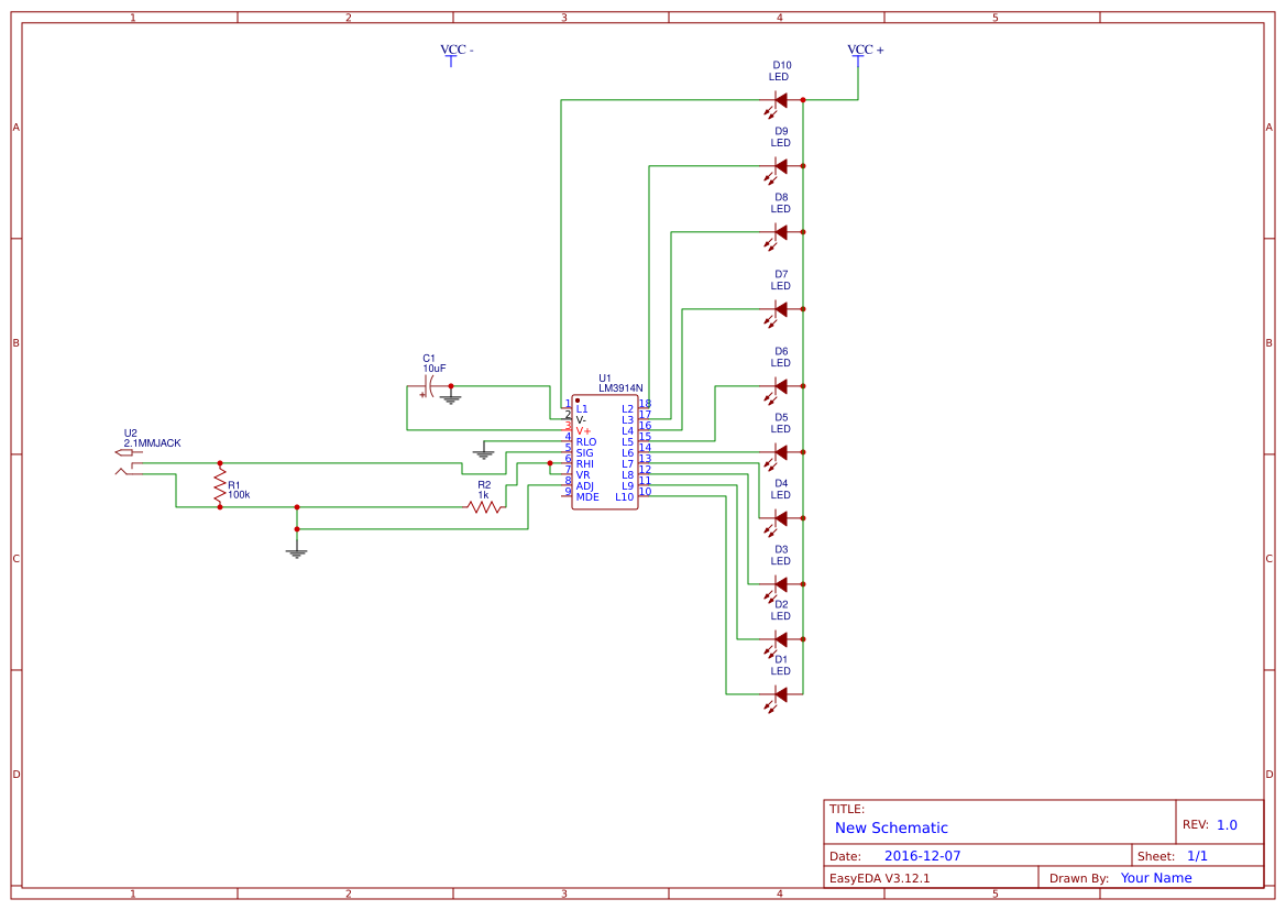 Vúmetro electrónico de 10 leds con LM3914 o LM3915 - OSHWLab