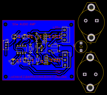 50w audio amp PCB - EasyEDA open source hardware lab