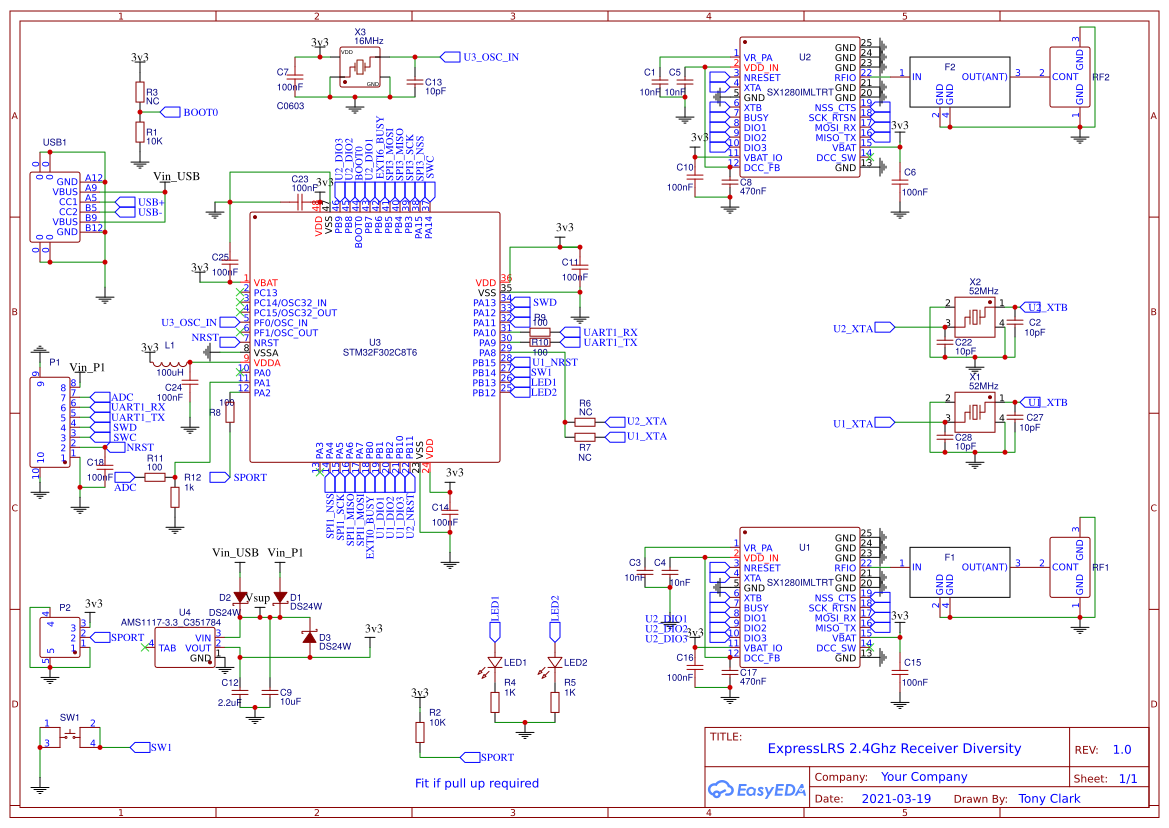 ExpressLRS_dual_rx_diversity - EasyEDA open source hardware lab