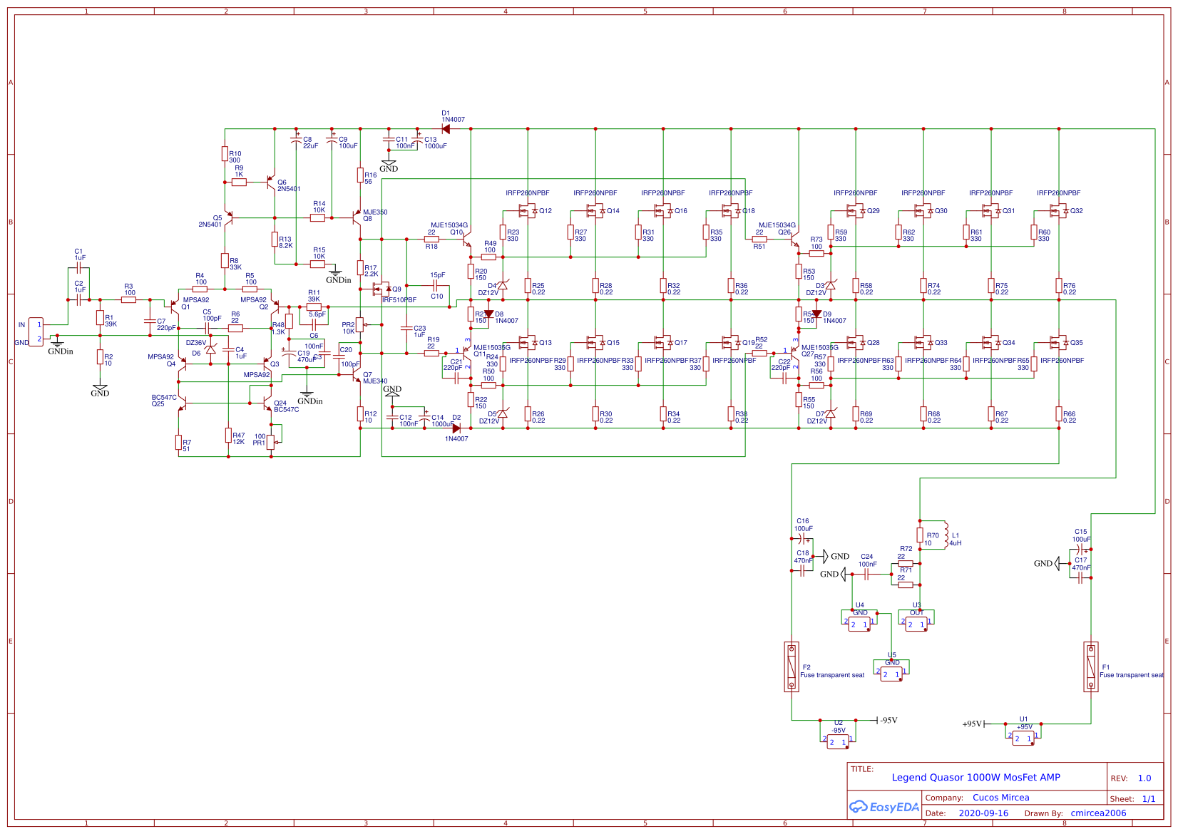 Legend 1000W MOS-FET Amplifier - EasyEDA open source hardware lab