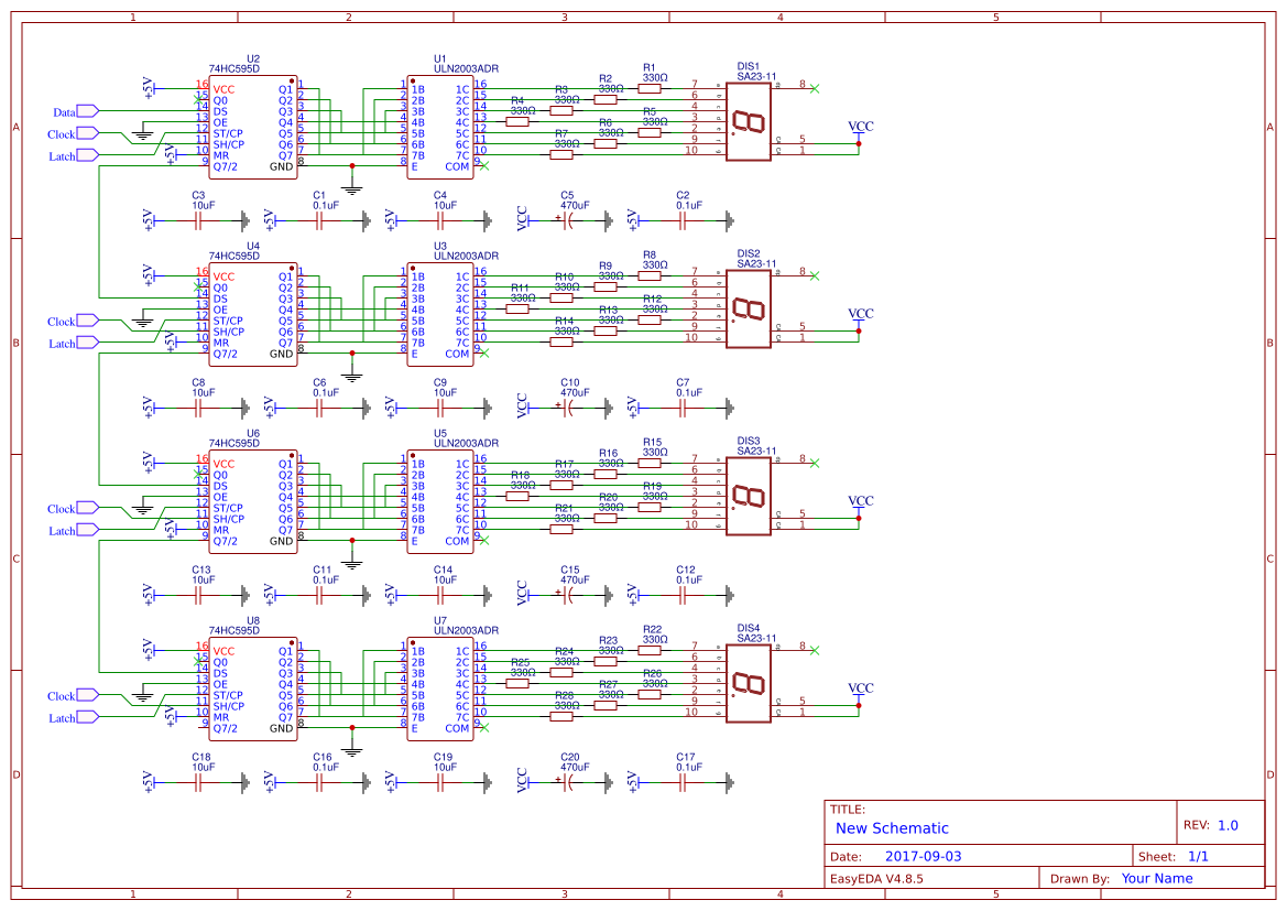 2.3 inches 7-segment display 74HC595 - OSHWLab