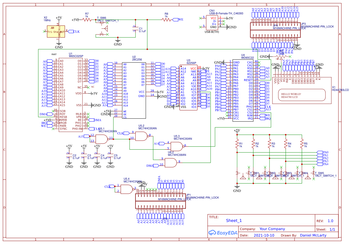 6502 Computer - EasyEDA open source hardware lab