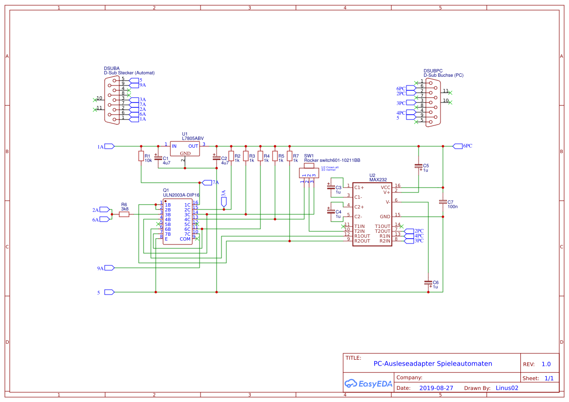 e60 PC-Ausleseadapter für Spieleautomaten - OSHWLab