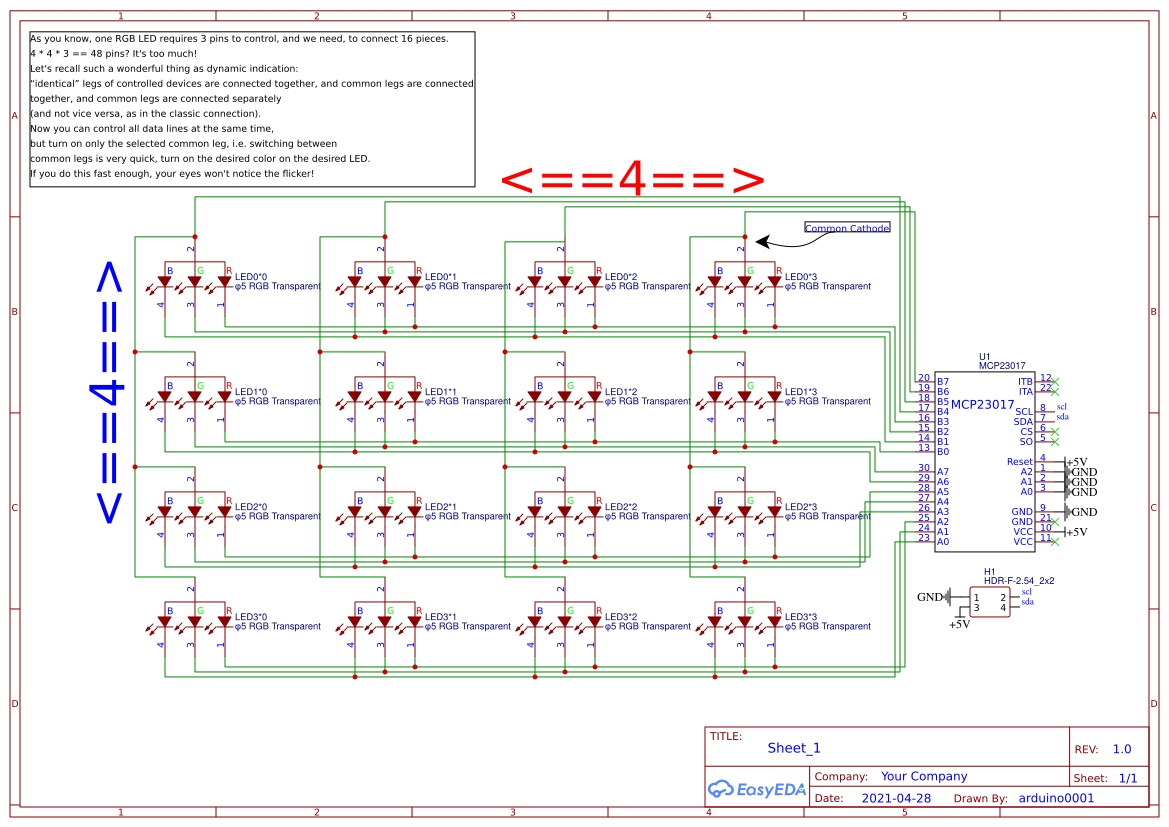 matrix, dynamic indication 2.0 - EasyEDA open source hardware lab