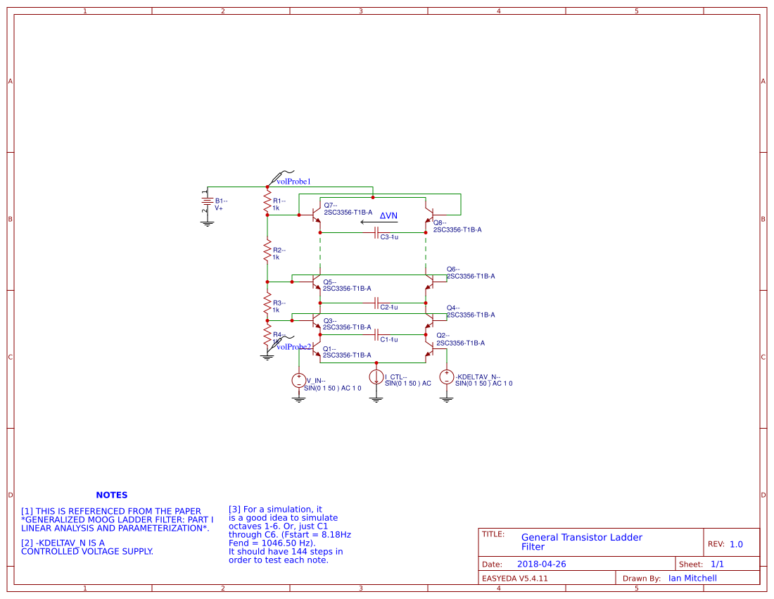 Moog Ladder Filter - EasyEDA open source hardware lab