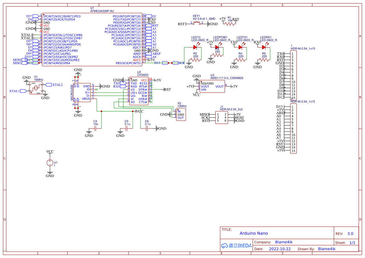 Arduino Nano Atmega 328p v3.0 - OSHWLab