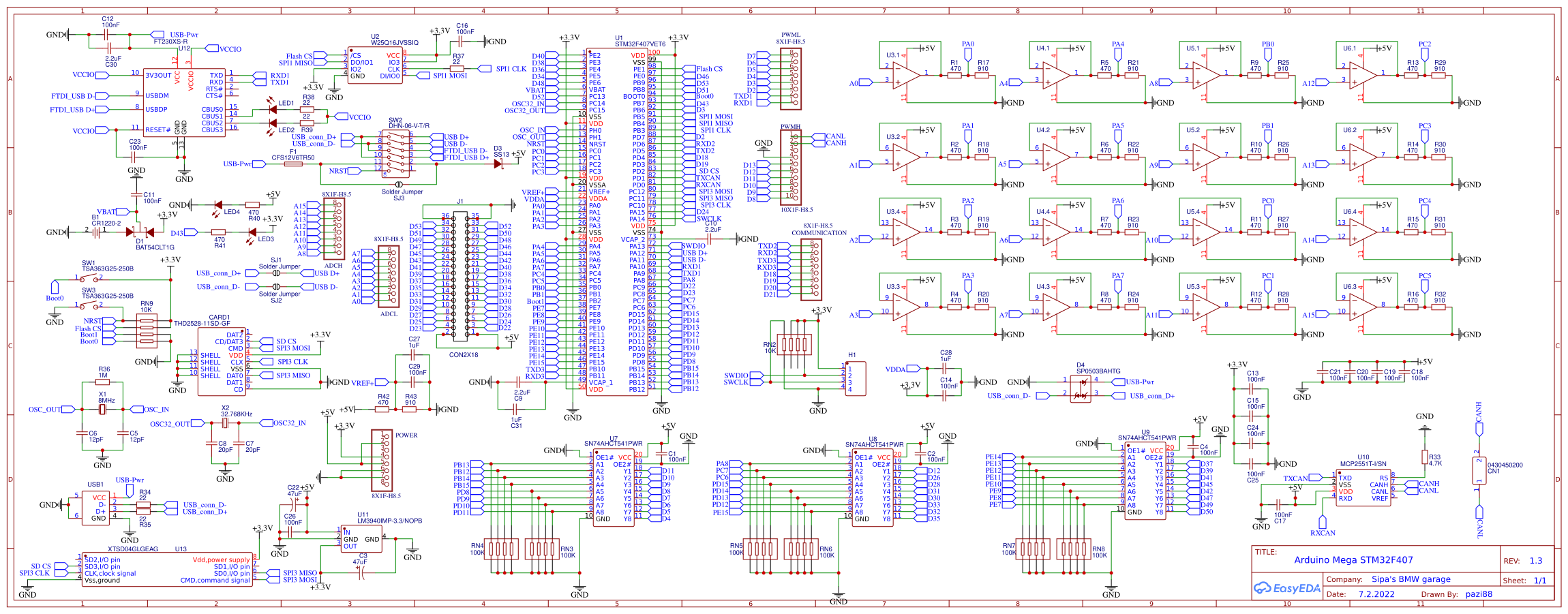 Arduino Mega F407 - EasyEDA open source hardware lab