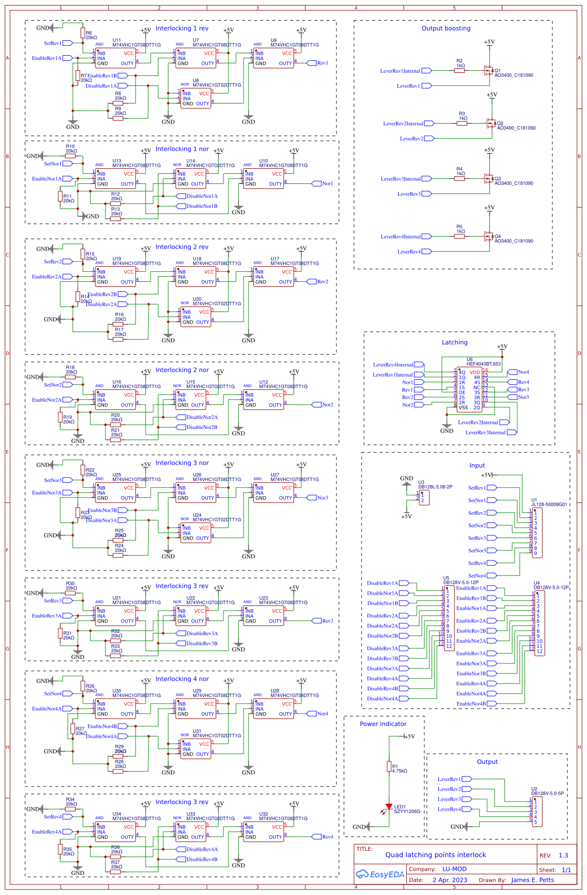 LU-MOD quad latching points interlock - OSHWLab