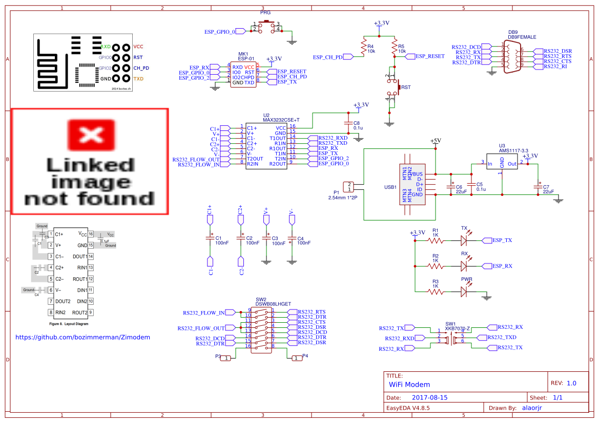 UbiModem SMD - Wifi Modem with ESP8266 - ESP-01 - EasyEDA open source hardware lab