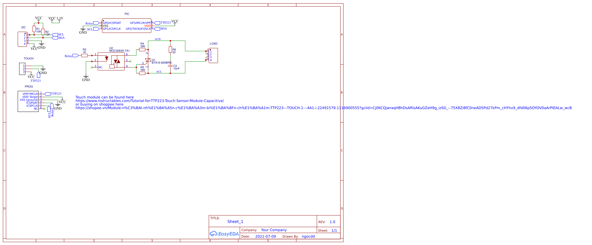 PIC10F200Relay - EasyEDA open source hardware lab