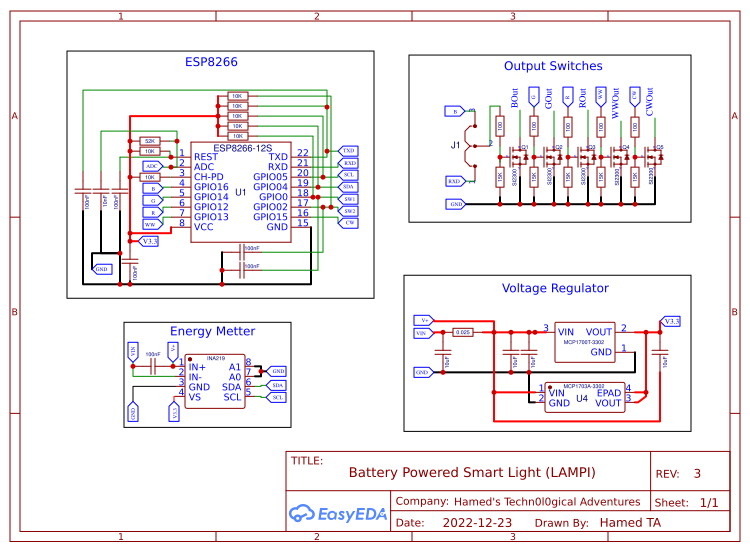 Lampi an ESP8266 Based Battery Powered Smart Light - OSHWLab