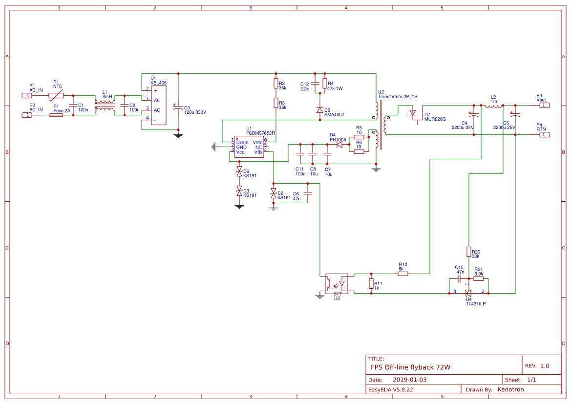 FPS Flyback 72W - EasyEDA open source hardware lab