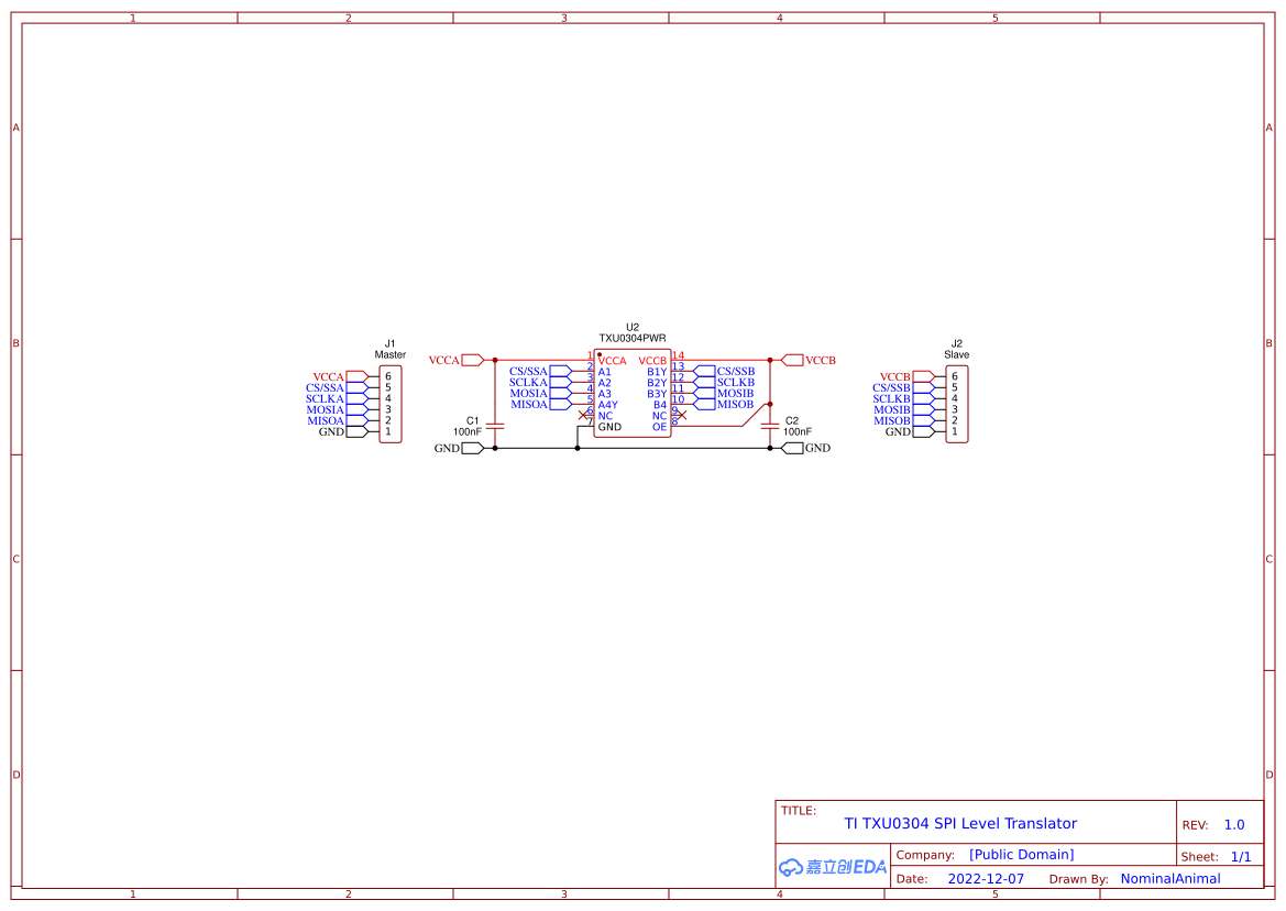 TXU0304 SPI Level Translator - OSHWLab