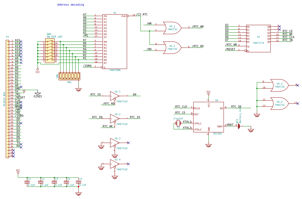 RC2014 DS1302 RTC Shrink 7 Bit - EasyEDA open source hardware lab