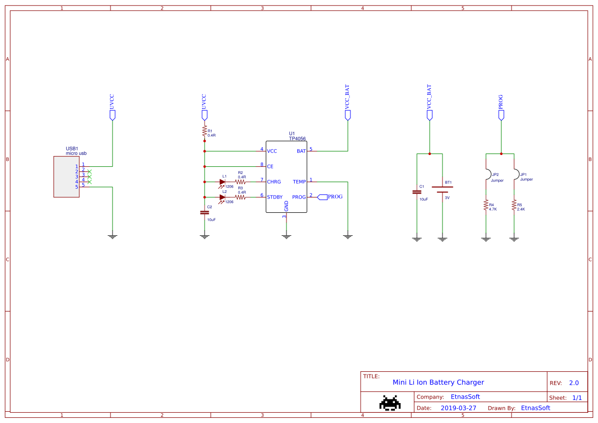 Mini Li Ion Battery Charger TP4056 - EasyEDA open source hardware lab