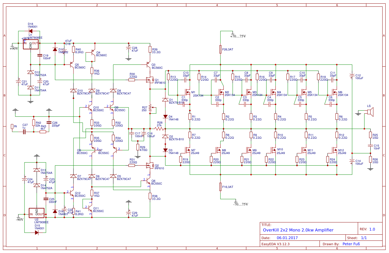 Overkill Amplifier 2x2 Mono 2KW - OSHWLab