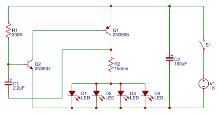 Fast blinking LED bike light circuit - EasyEDA open source hardware lab
