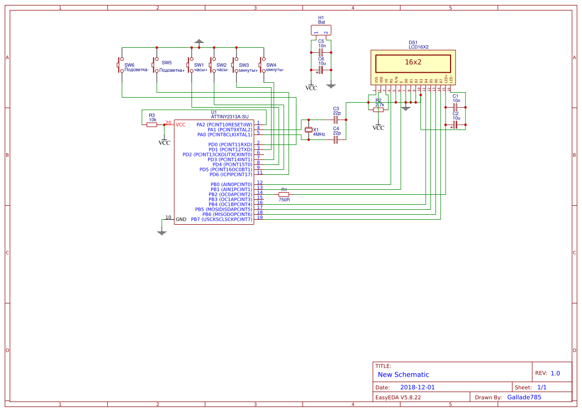 Attiny2313 clock - OSHWLab