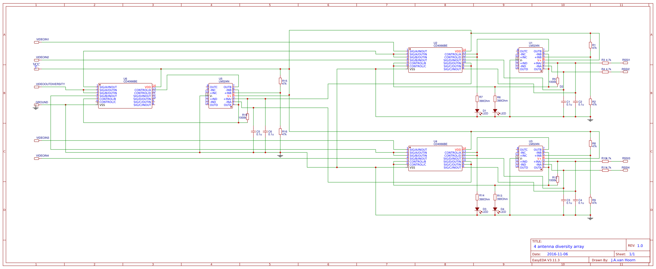 diversity receiver example for 4 antennas - OSHWLab