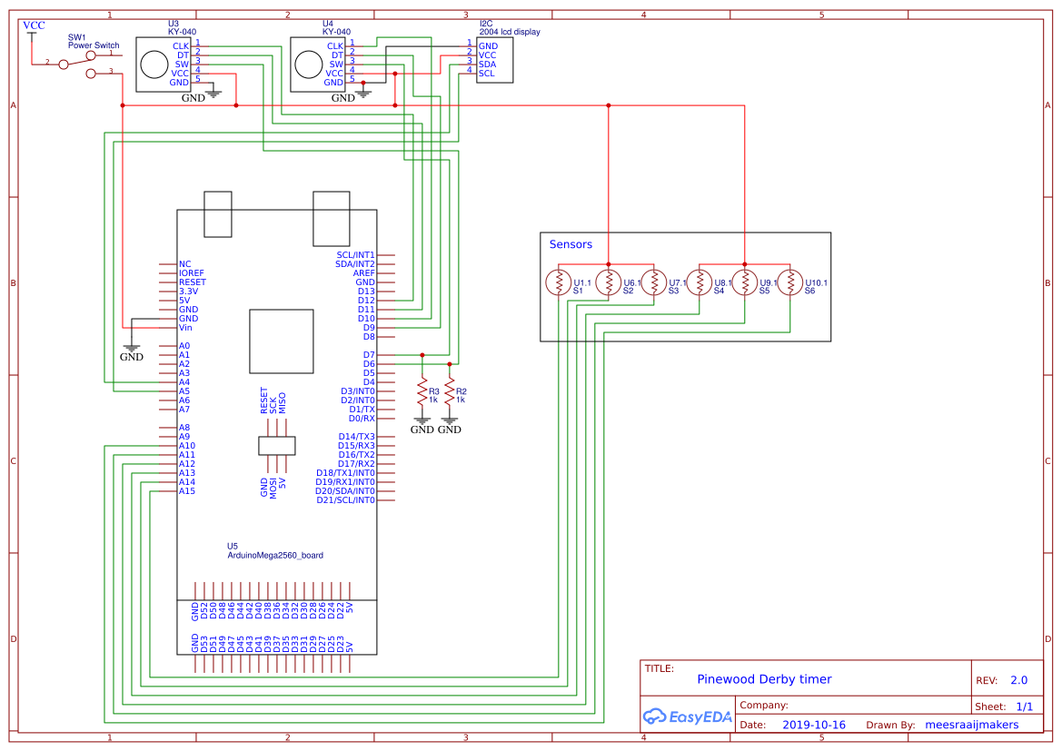 Arduino timer pinewood derby - EasyEDA open source hardware lab