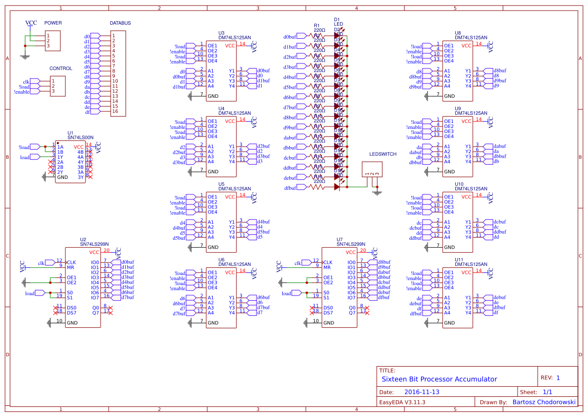 Sixteen Bit Processor acc - EasyEDA open source hardware lab