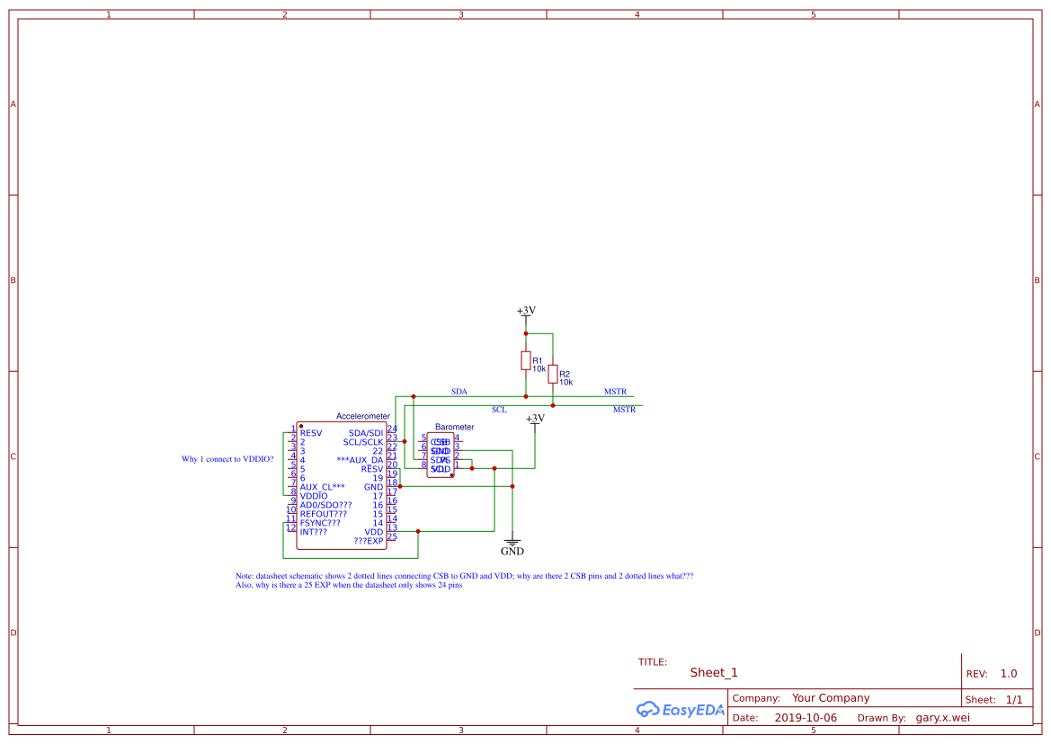 I2C + MPU-9250 + MS561101BA03-50 - OSHWLab