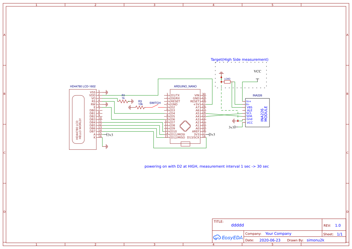 INA226 + 1602A LCD - EasyEDA open source hardware lab