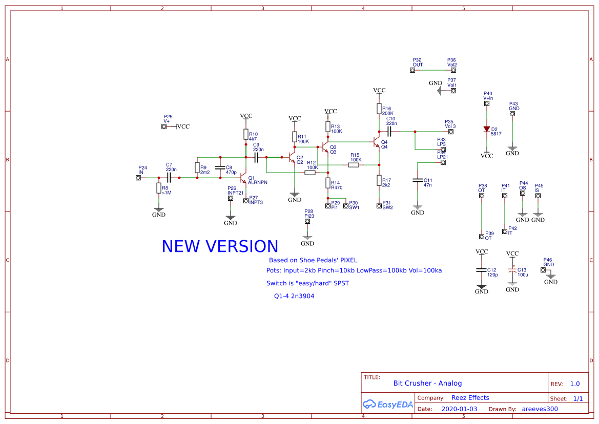 Bit Crusher Pedal - EasyEDA open source hardware lab