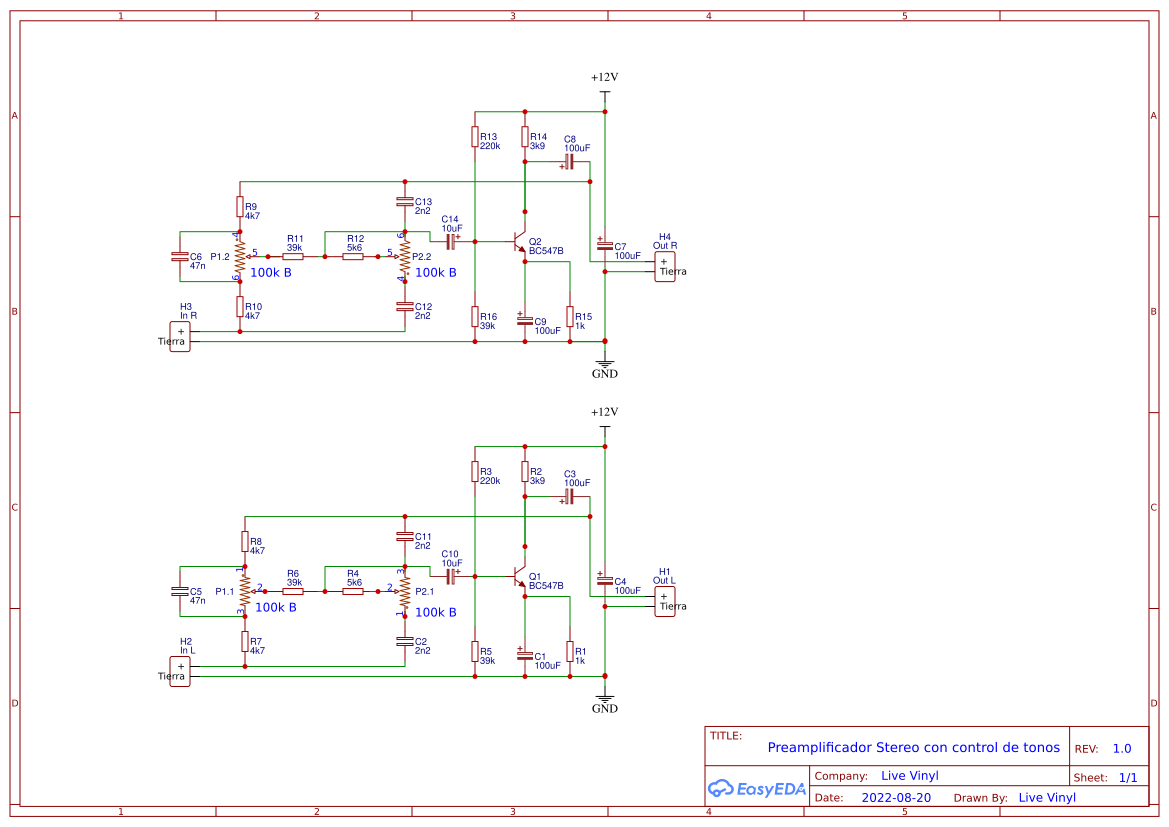 control de tono y pre con BC547 (Stereo) - OSHWLab