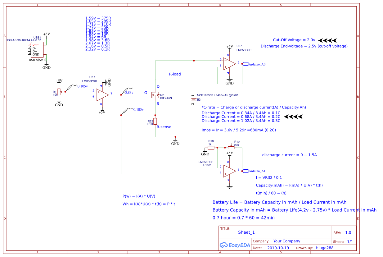 Lithium-ion Batteries Capacity Measure - EasyEDA open source hardware lab