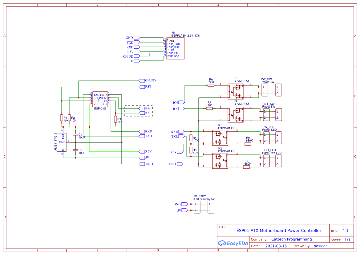 ESP01 ATX Controller - EasyEDA open source hardware lab