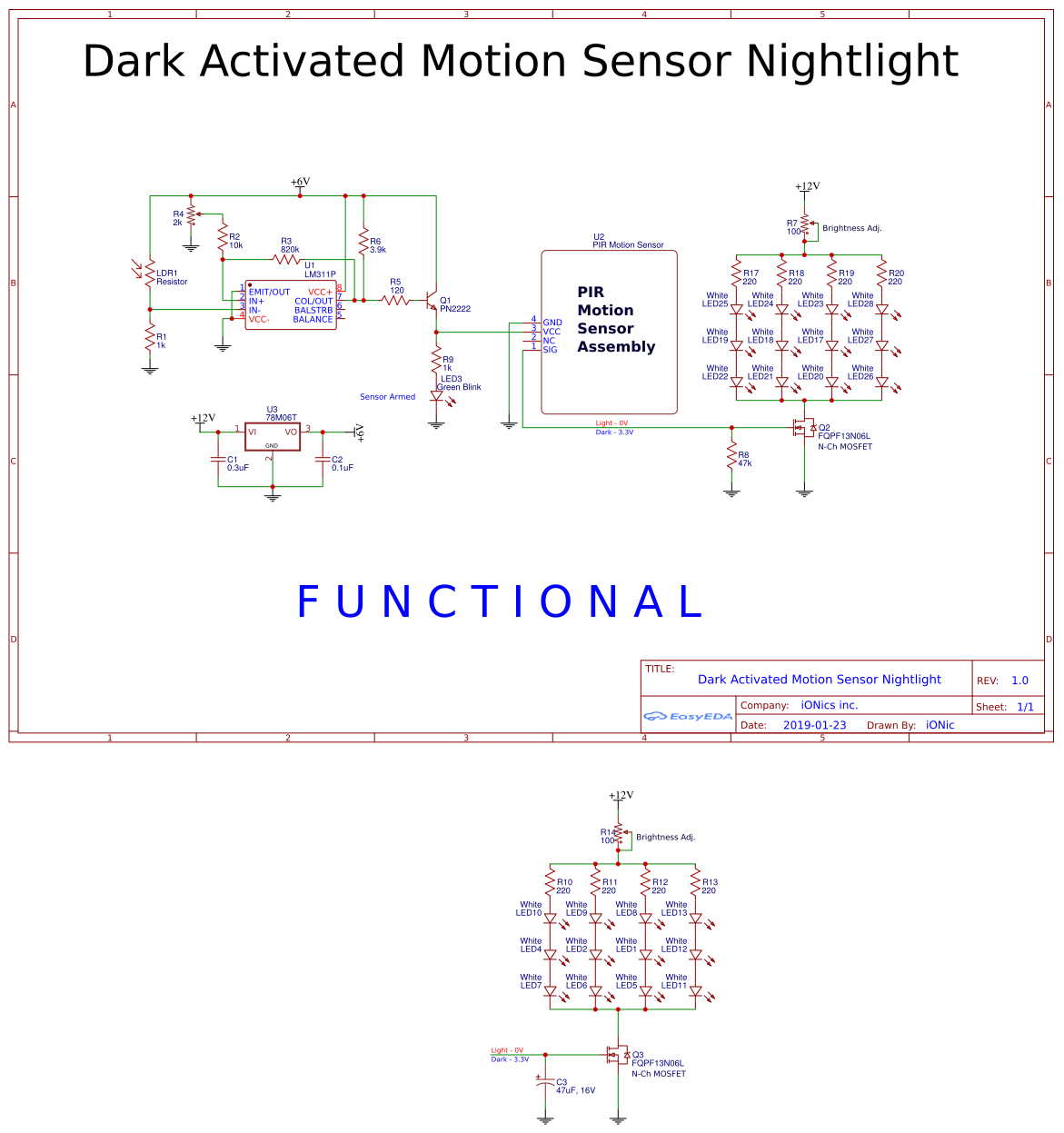 Dark Activated Motion Sensor Nightlight v1.0a - EasyEDA open source hardware lab