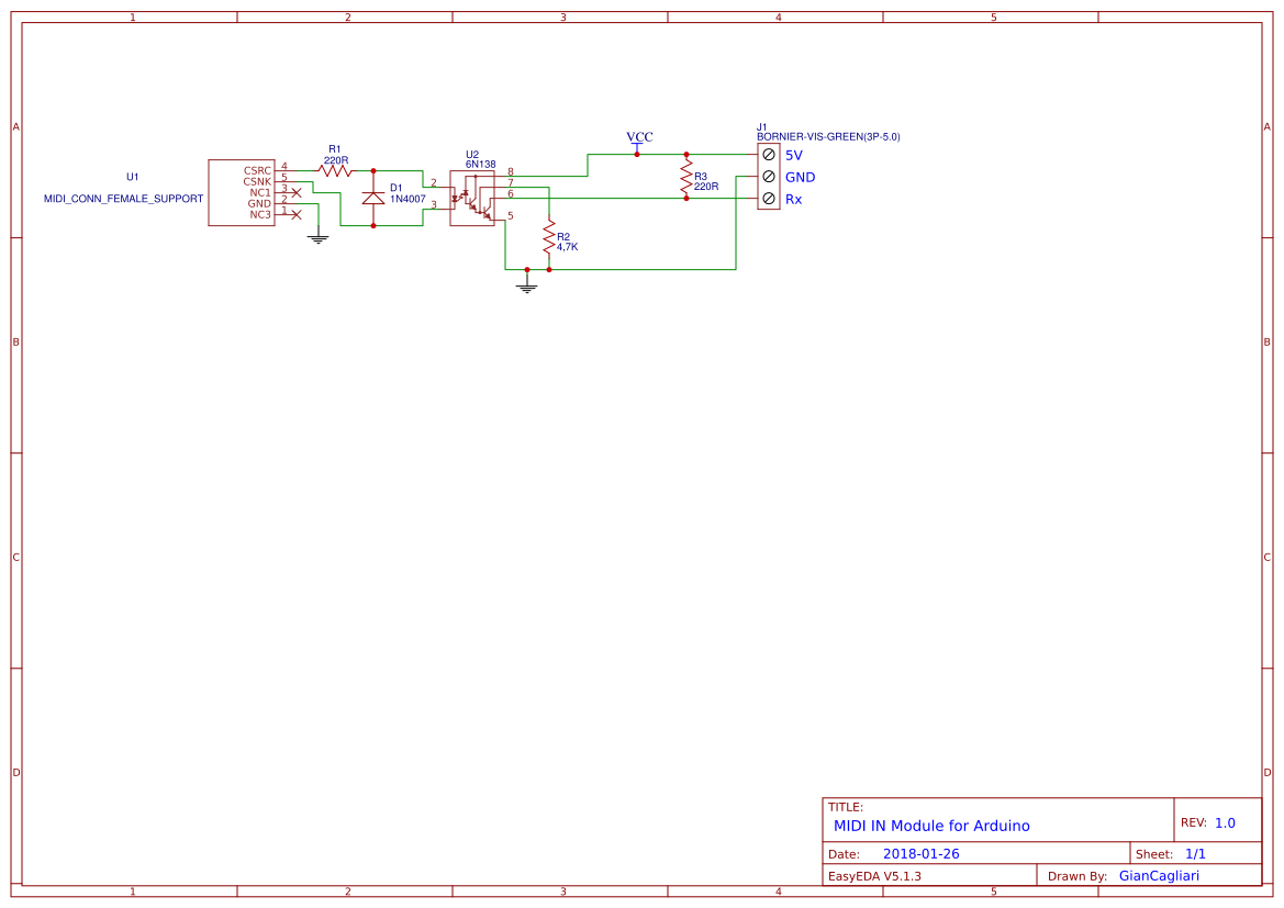 MIDI IN Module - Platform for creating and sharing projects - OSHWLab