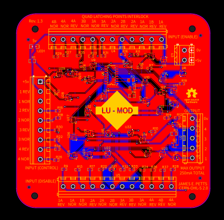 LU-MOD quad latching points interlock - OSHWLab