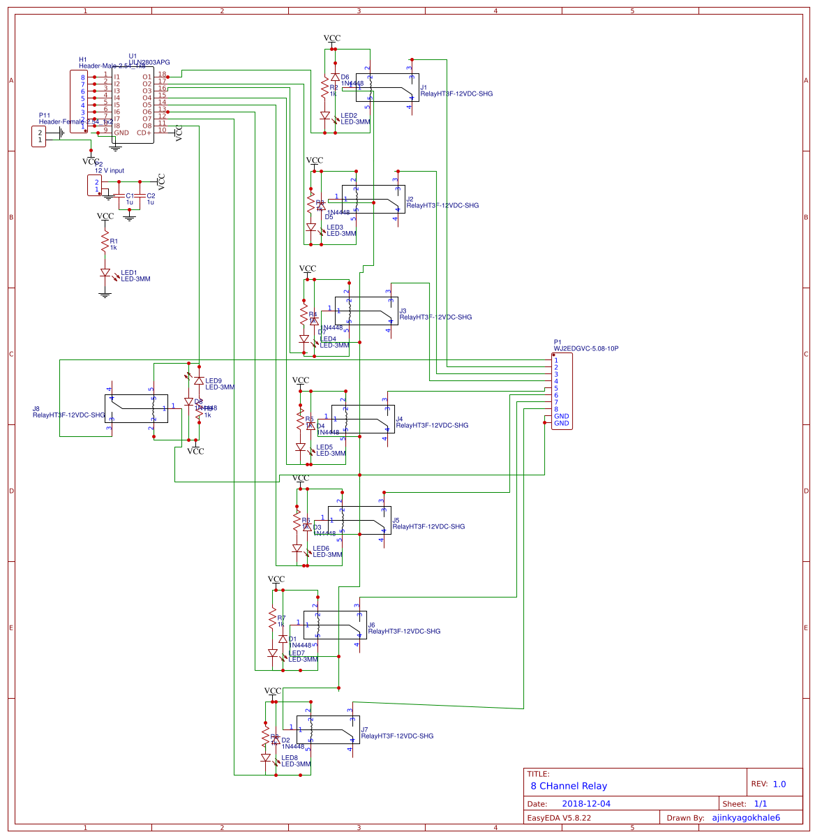8 Channel Relay Circuit Latest - OSHWLab