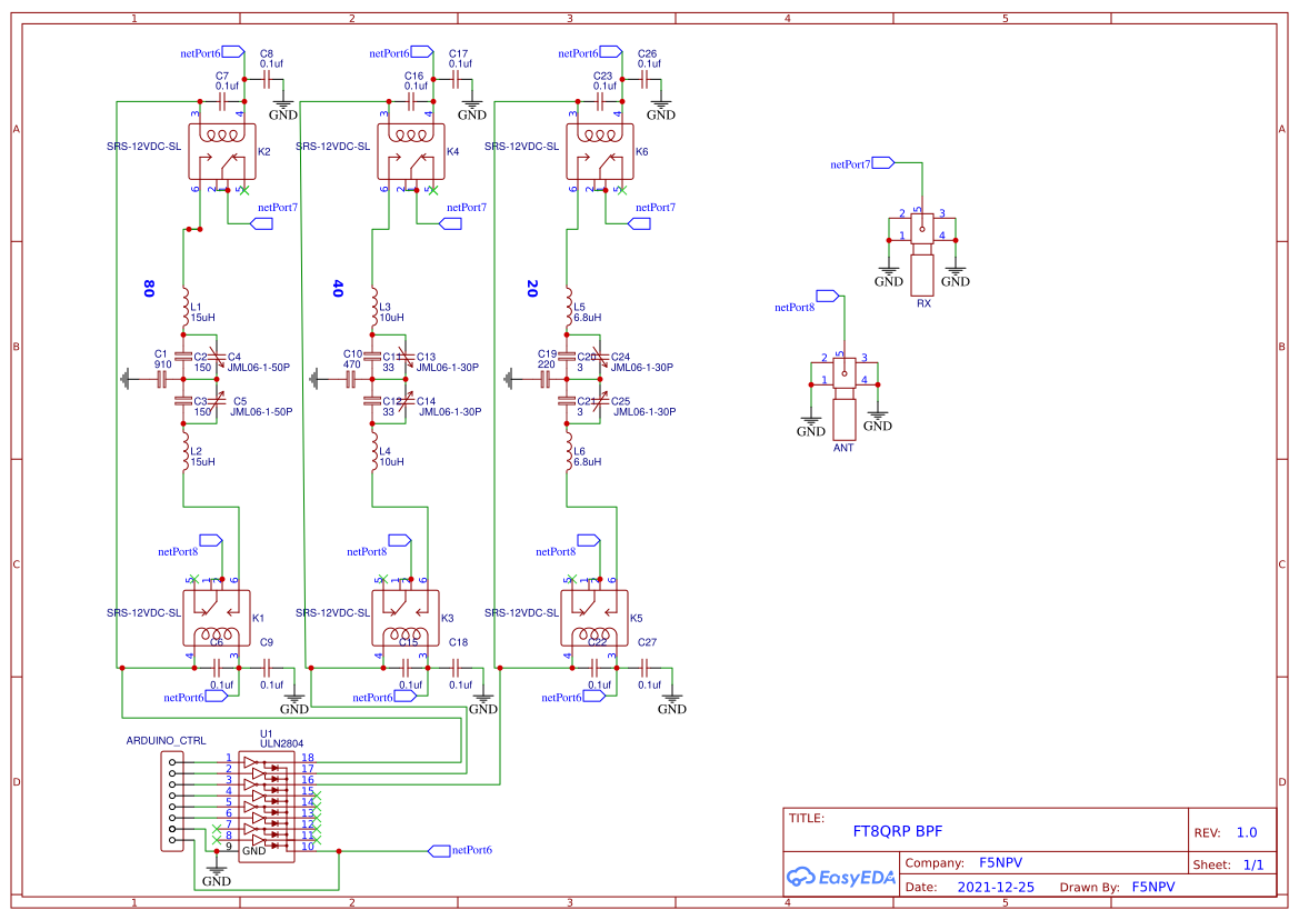 FT8QRP BPF - OSHWLab