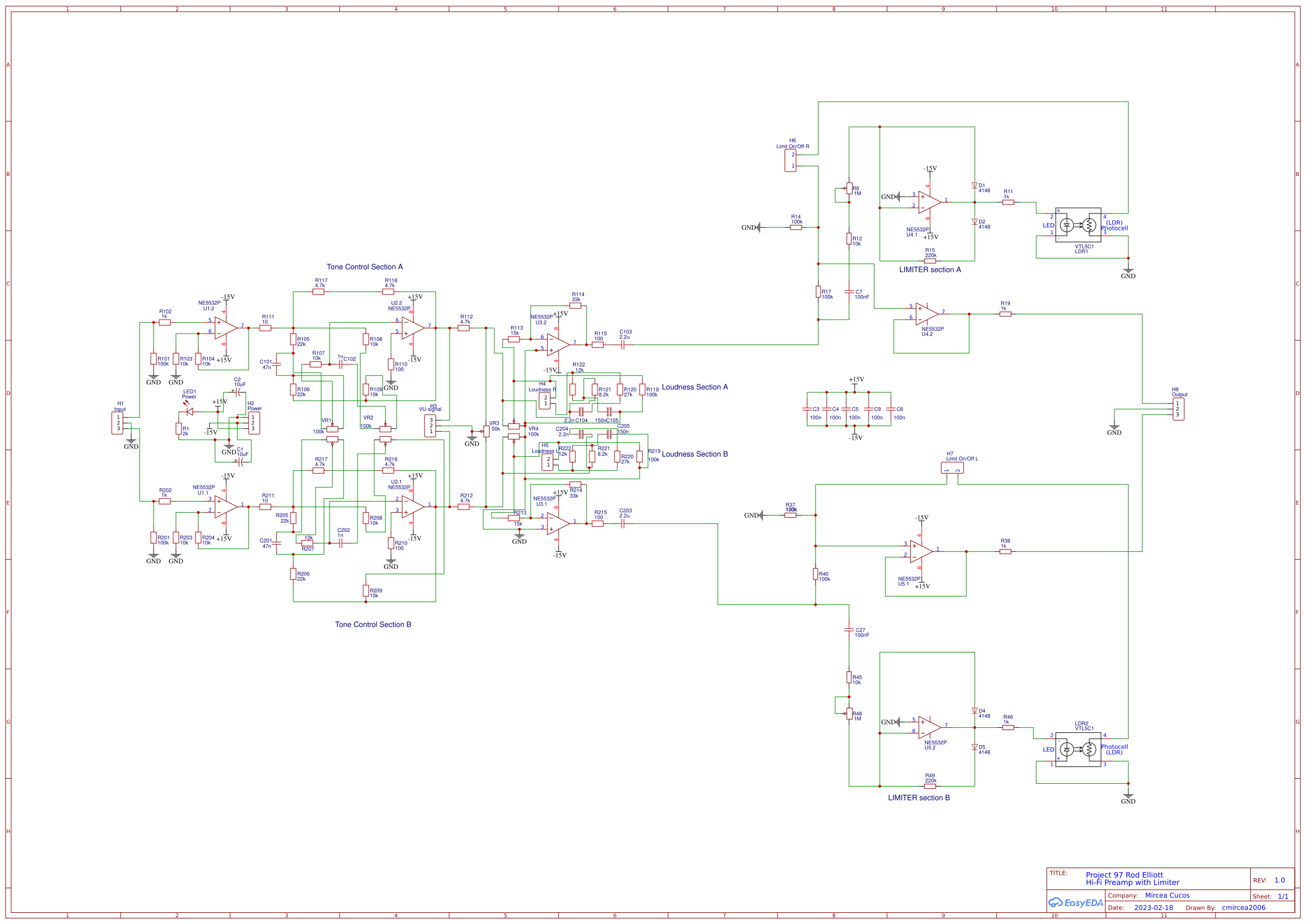 Project 97 Rod Elliott with custom made loudness and limiter - OSHWLab