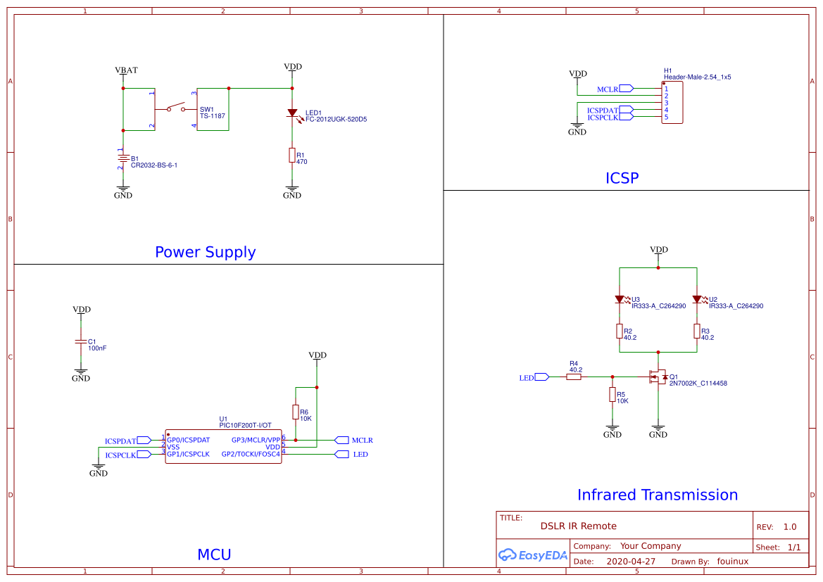 DSLR IR Remote - EasyEDA open source hardware lab