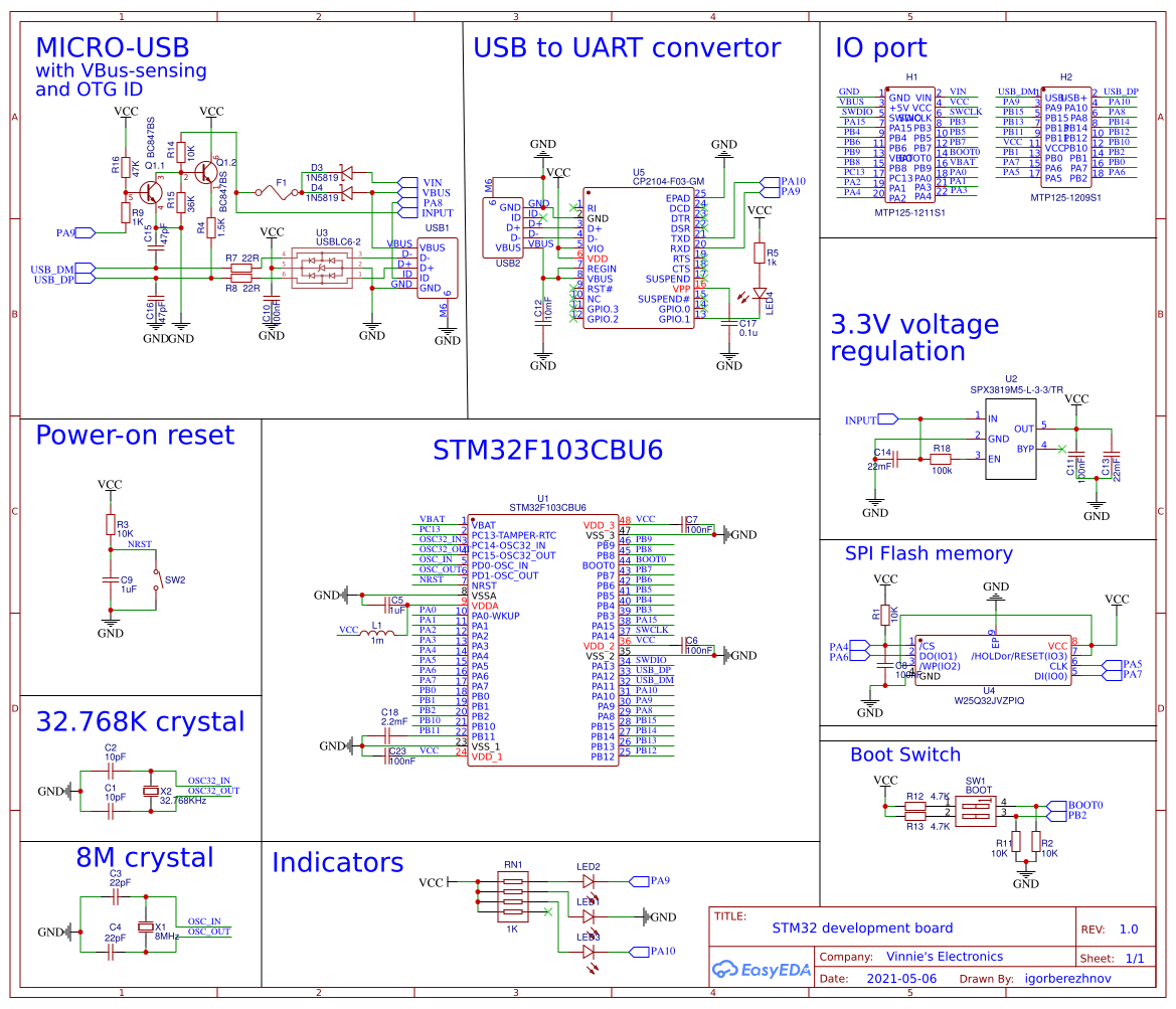 MINIPCB STM32F103CBU6 - EasyEDA open source hardware lab
