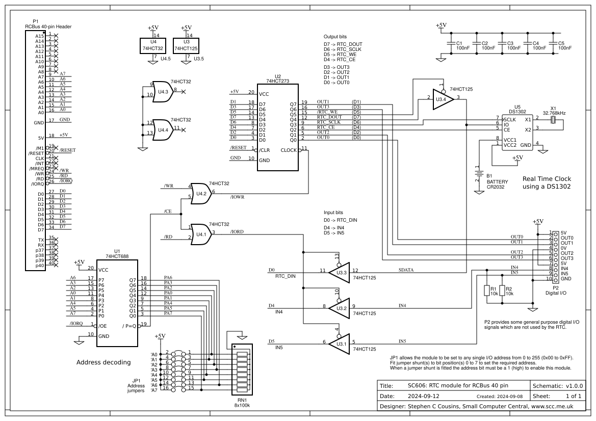 SC606 v1.0 RTC module for RCBus-40pin - OSHWLab