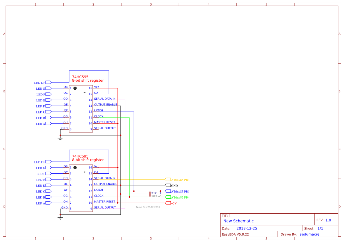 i2c 7-segemnts display with ATtiny85 - OSHWLab