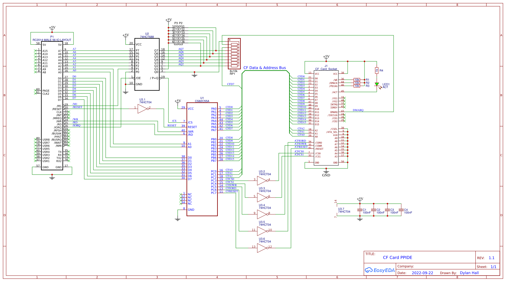 CF Card PPIDE For RC2014 Public OSHWLab