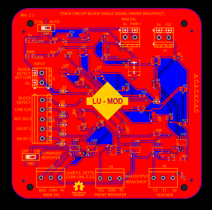 LU-MOD track circuit block single signal driver multivolt - EasyEDA open source hardware lab