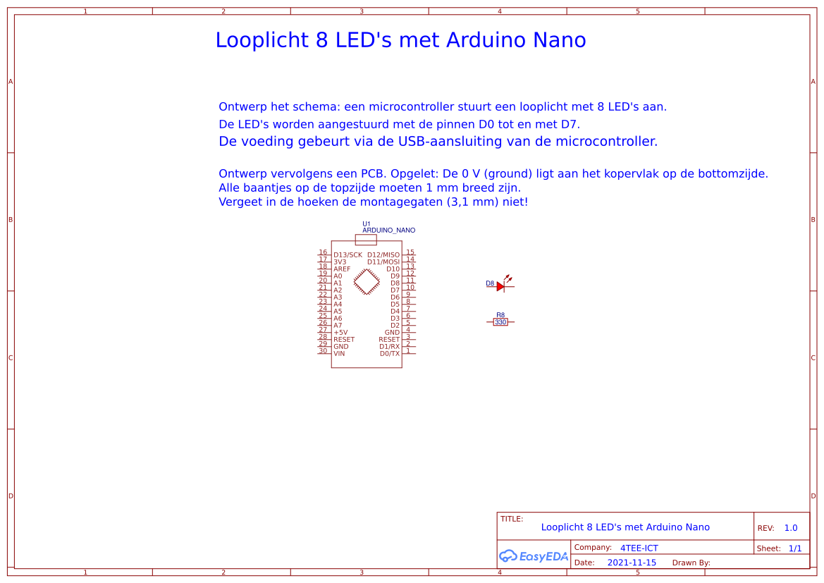 Looplicht 8 LED's (opgave) - EasyEDA open source hardware lab