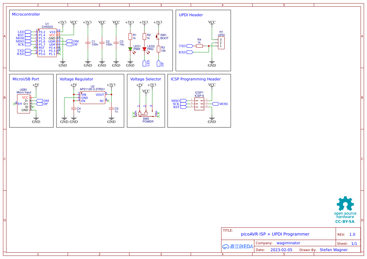 CH552G picoAVR ISP+UPDI Combo Programmer - OSHWLab