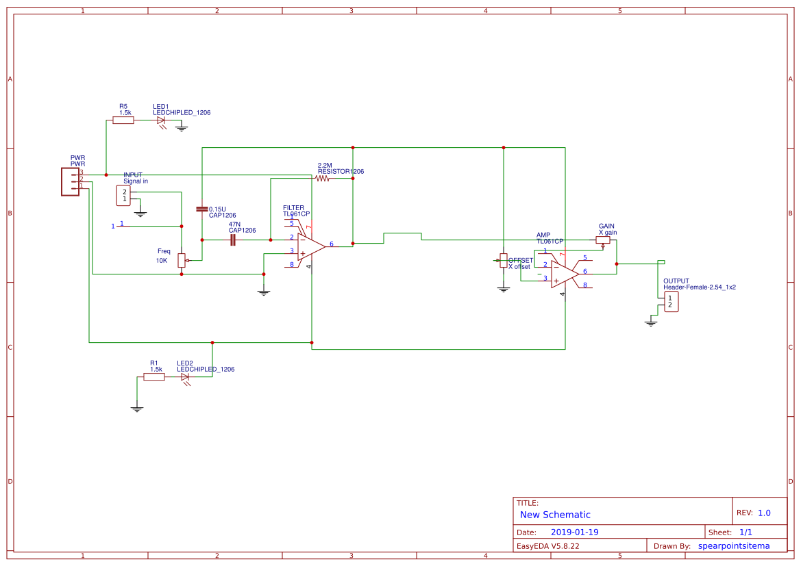 Bandpass amplifier - EasyEDA open source hardware lab