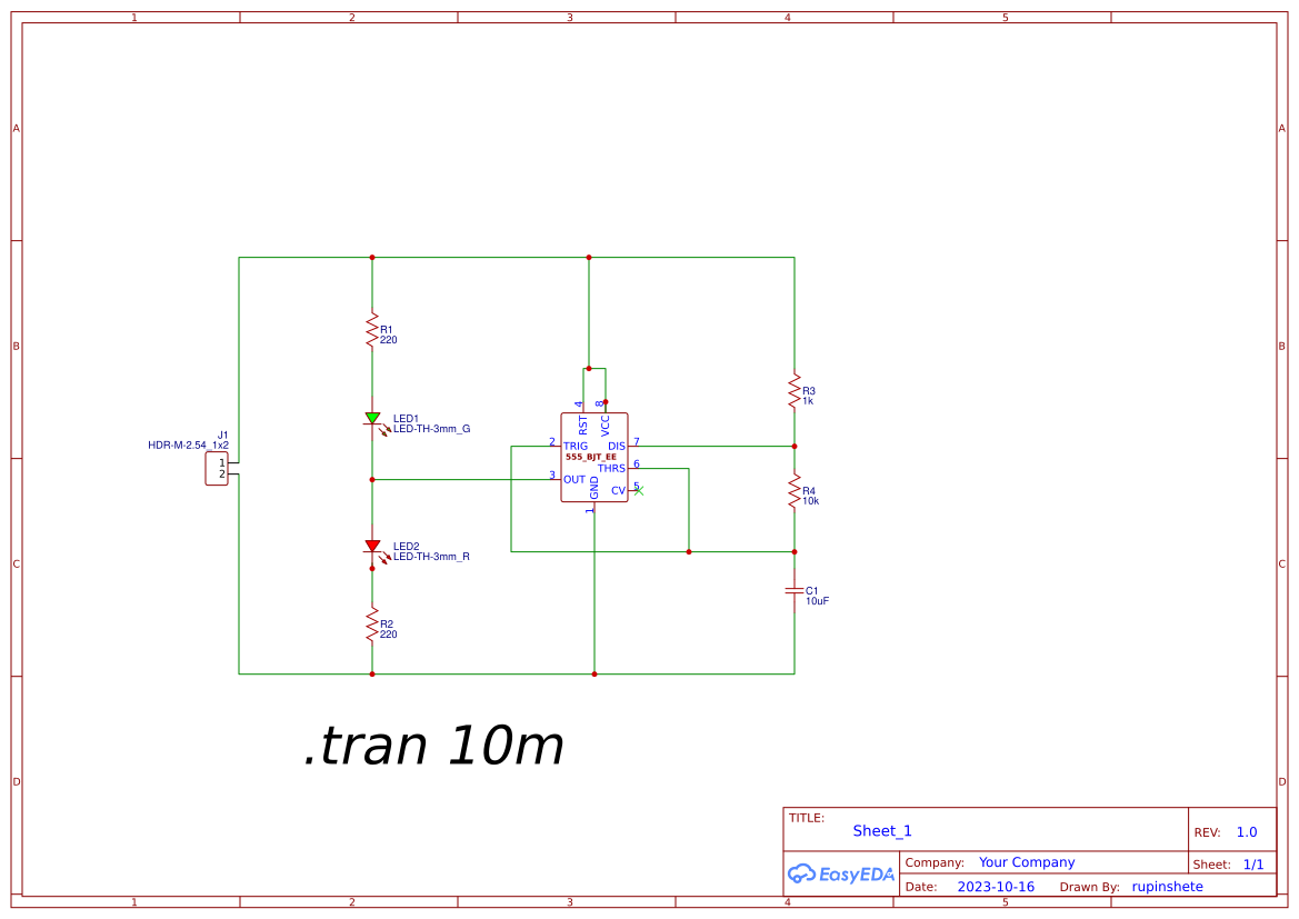 Dual LED flasher using IC 555 - EasyEDA open source hardware lab