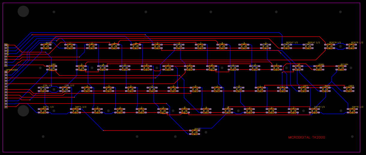 Microdigital TK2000 Keyboard PCB (no membrane) - OSHWLab