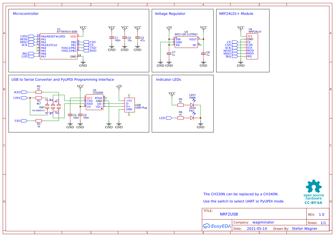 ATtiny814 NRF2USB - EasyEDA open source hardware lab