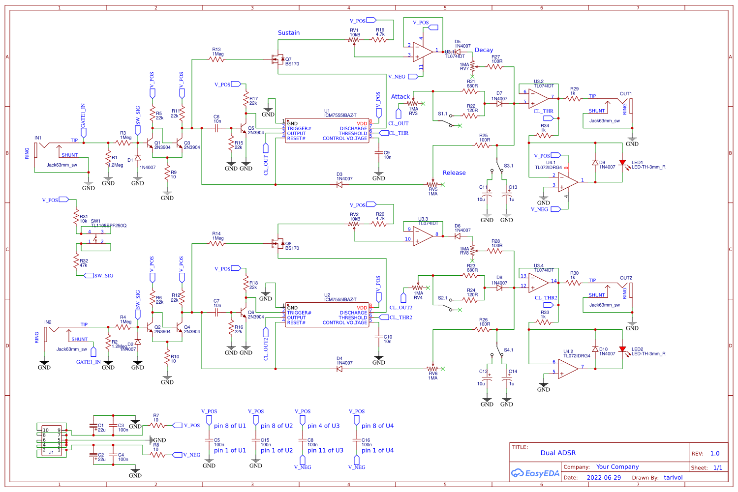 Dual ADSR - EasyEDA open source hardware lab